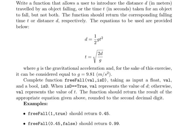 Solved Write a function that allows a user to introduce the | Chegg.com