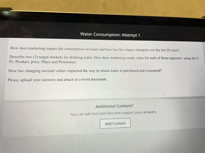 Solved Water Consumption Attempt 1 How Does Marketing