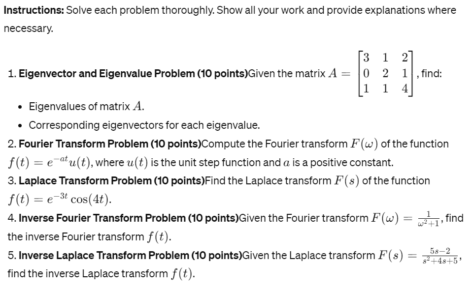 Solved Instructions: Solve each problem thoroughly. Show all | Chegg.com