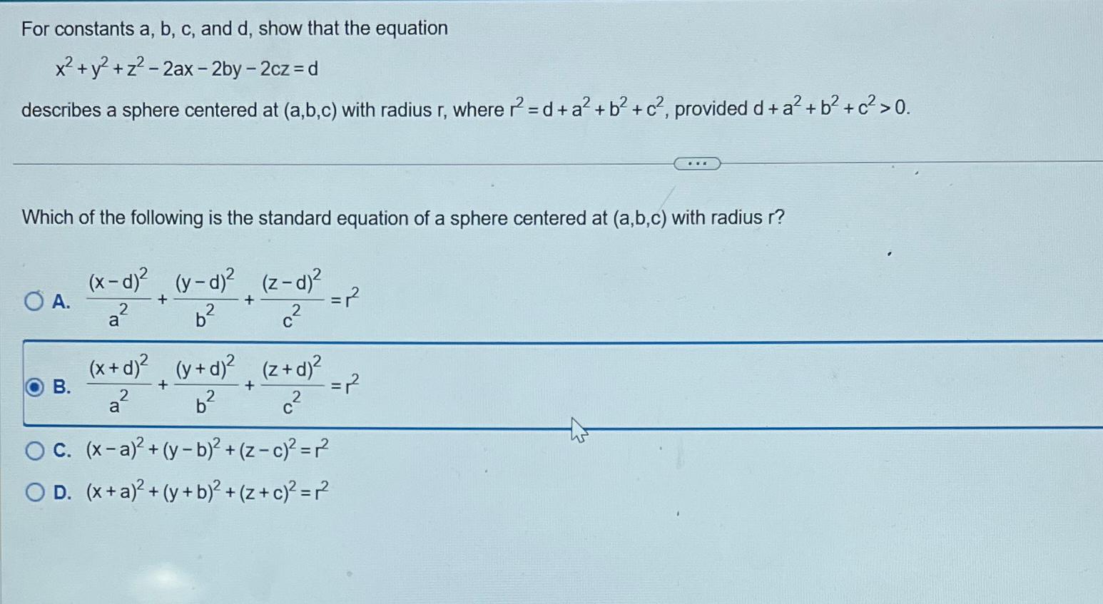 Solved For constants a, ﻿b, ﻿c, ﻿and d, ﻿show that the | Chegg.com