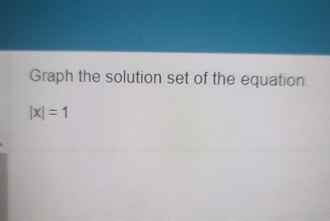 Solved Graph the solution set of the equation.|x|=1 | Chegg.com