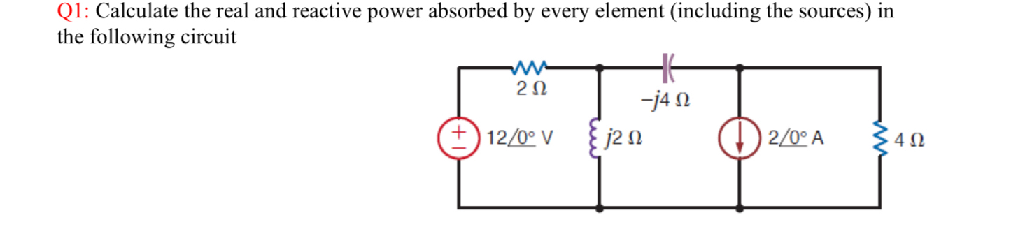 Solved Q1: Calculate the real and reactive power absorbed by | Chegg.com