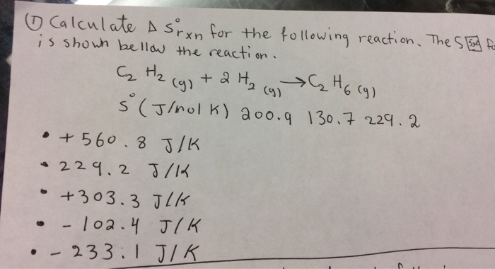 Solved e for Calculate a srxn for the following reaction. | Chegg.com