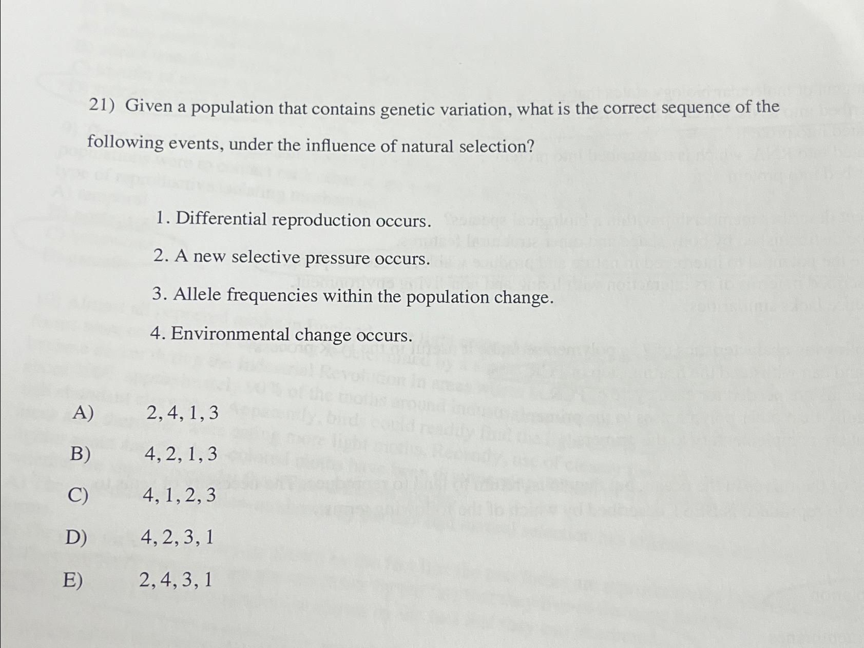 Solved Given a population that contains genetic variation, | Chegg.com
