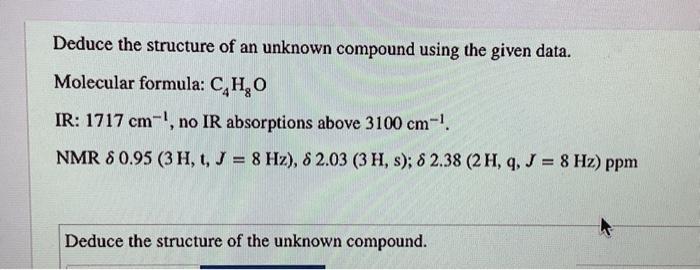 Solved Deduce the structure of an unknown compound using the | Chegg.com