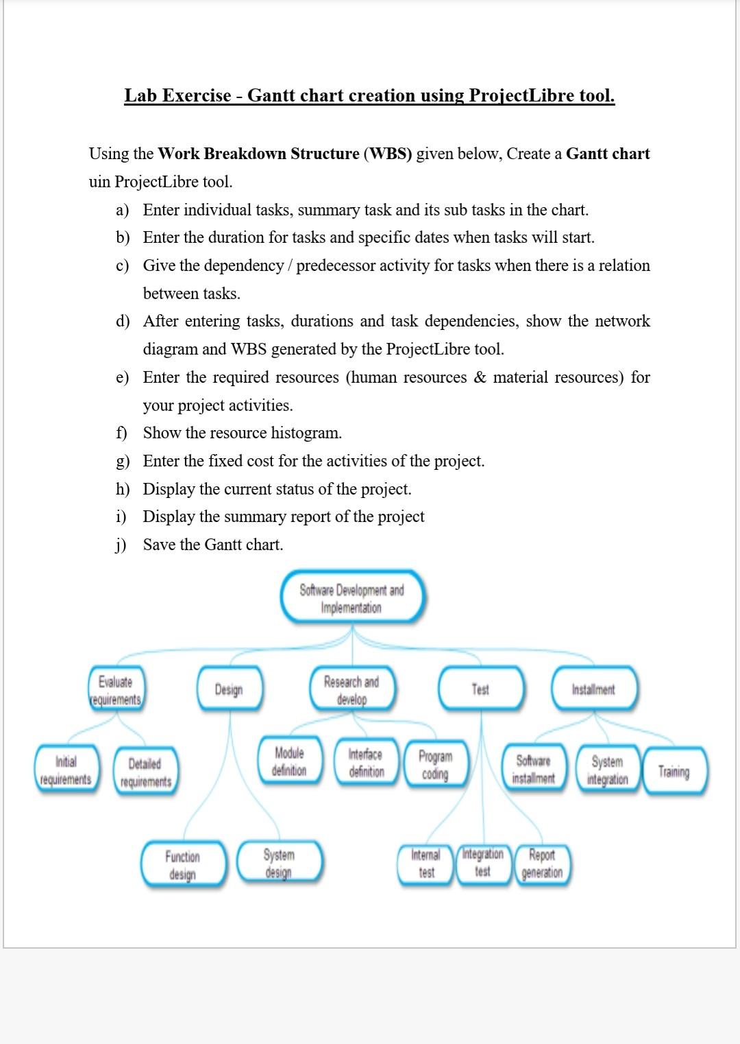 Solved Lab Exercise - Gantt chart creation using | Chegg.com