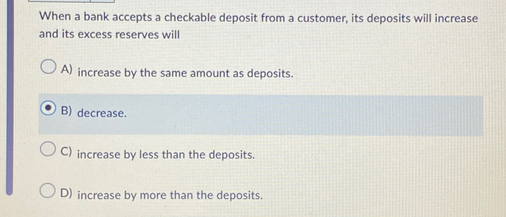 Solved When a bank accepts a checkable deposit from a | Chegg.com