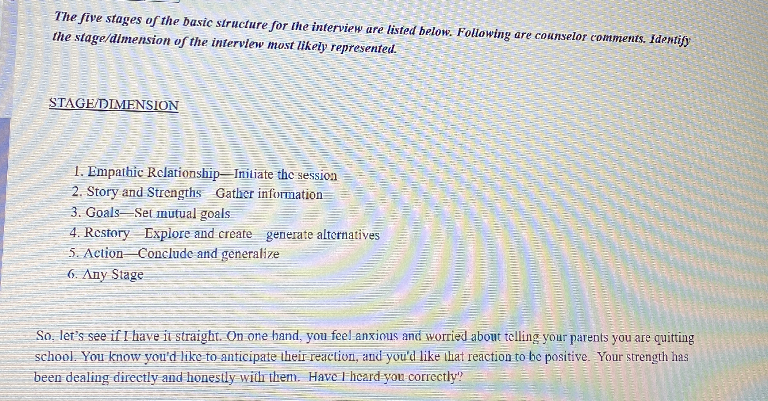 Solved The five stages of the basic structure for the | Chegg.com