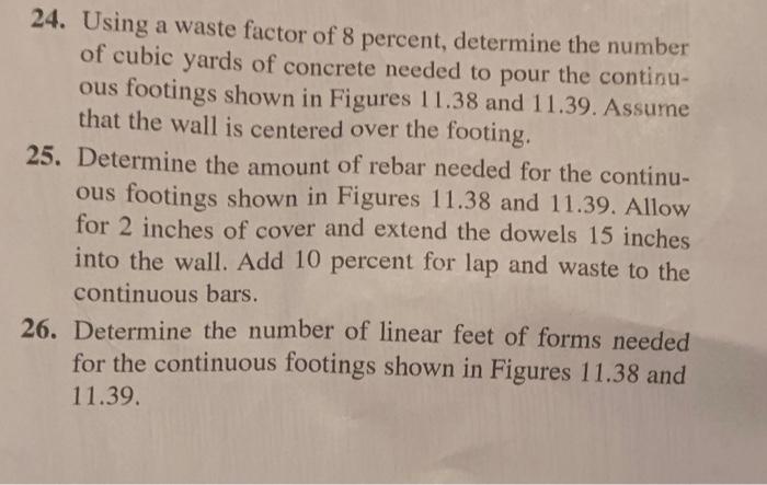 Solved 24. Using a waste factor of 8 percent, determine the | Chegg.com