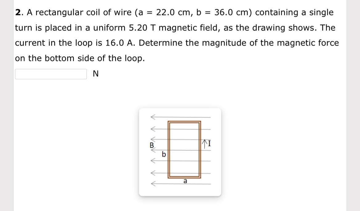 A rectangular coil of wire ( a=22.0cm,b=36.0cm ) | Chegg.com