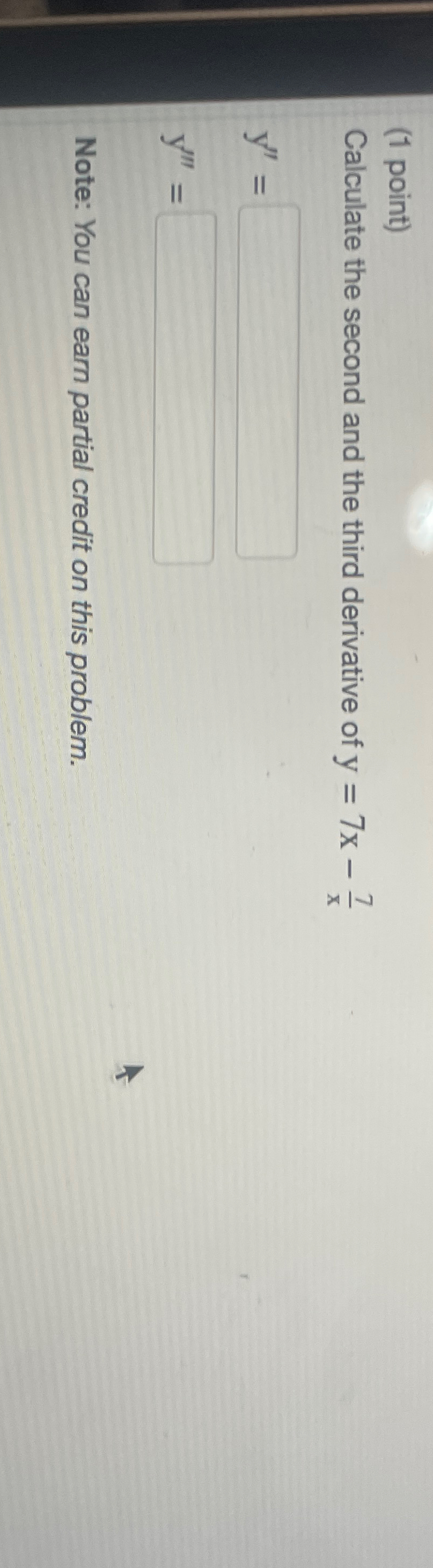 Solved (1 ﻿point)Calculate the second and the third | Chegg.com