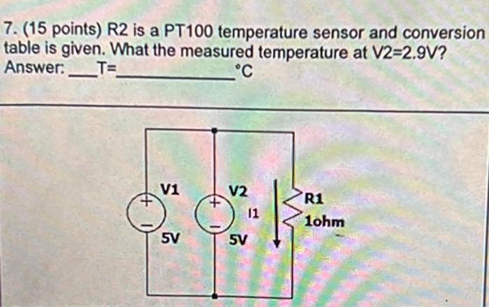 7. (15 points) R2 is a PT100 temperature sensor and | Chegg.com