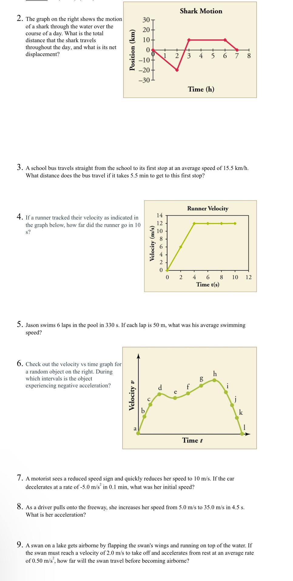 Solved The graph on the right shows the motion of a shark | Chegg.com