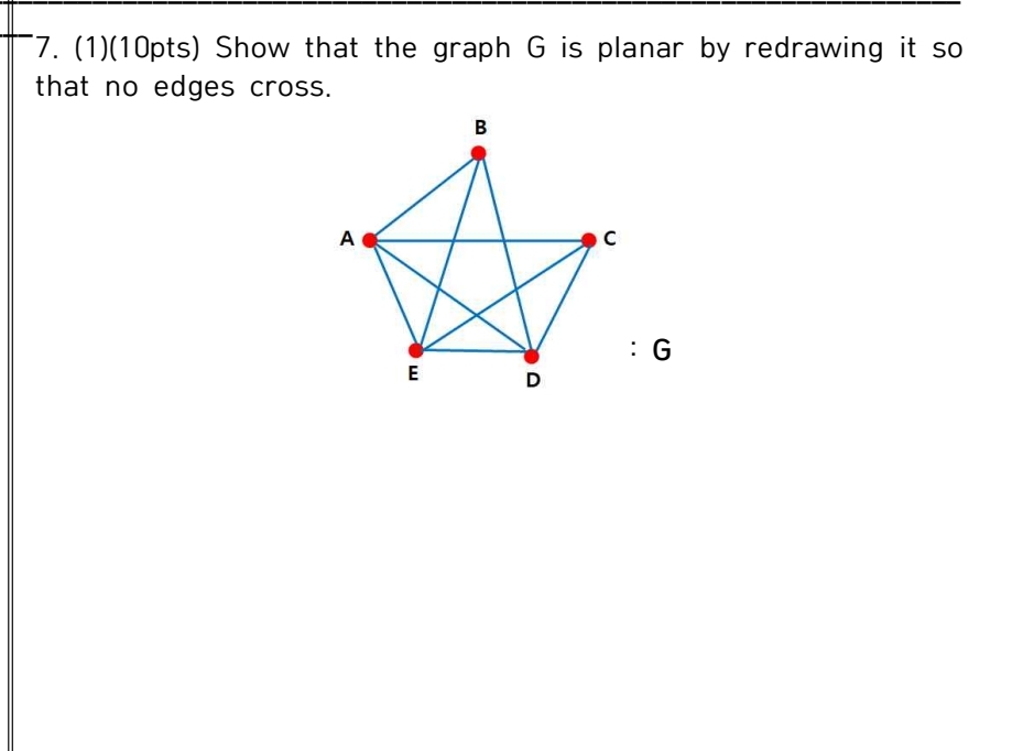 Solved (1)(10pts) ﻿Show that the graph G ﻿is planar by | Chegg.com