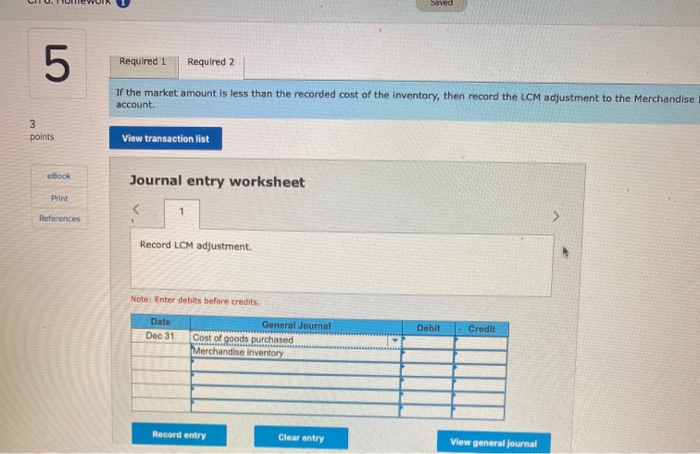 Saved 5 Required 1 Required 2 If the market amount is | Chegg.com