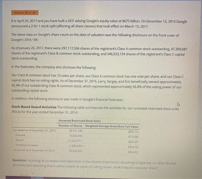 Solved Question 18 of 23 An analyst is building a DCF using | Chegg.com
