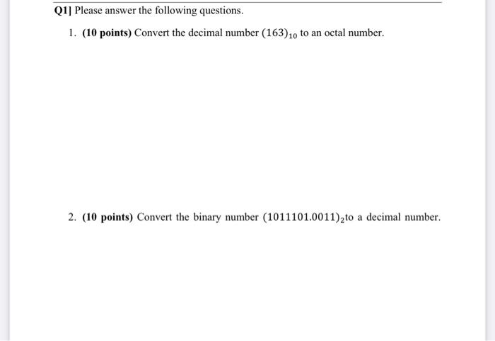 Solved Q1] Please answer the following questions. 1. (10 | Chegg.com