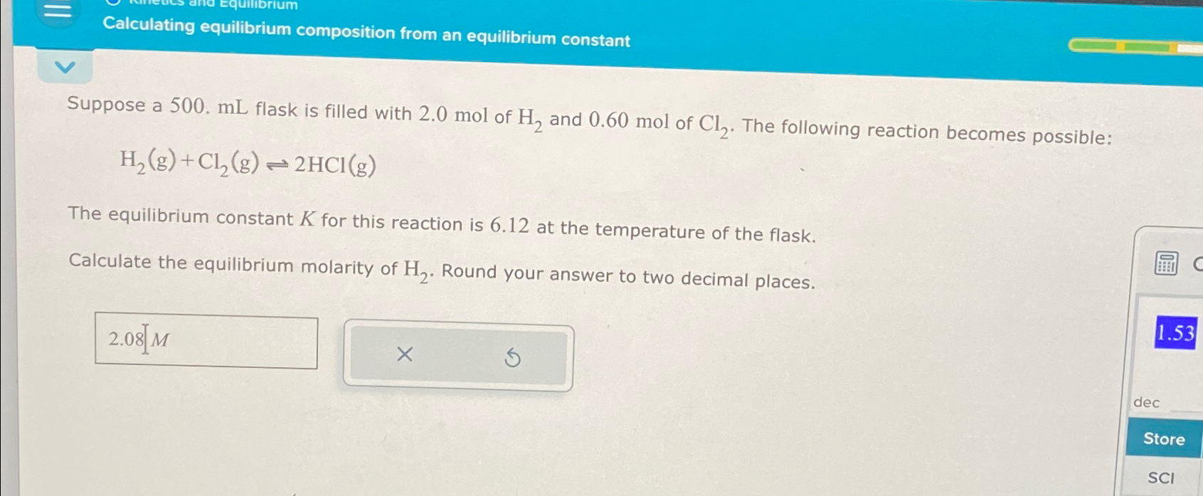 Solved Calculating equilibrium composition from an | Chegg.com