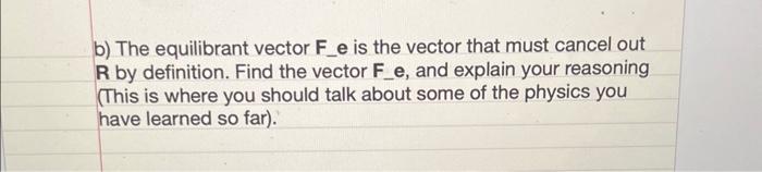 Solved b) The equilibrant vector F e is the vector that must | Chegg.com