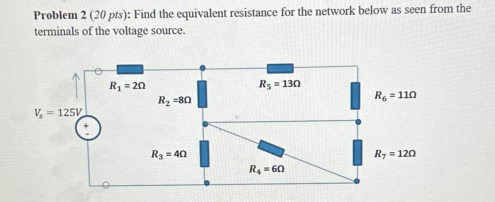 Solved Problem 2 (20 ﻿pts): Find the equivalent resistance | Chegg.com