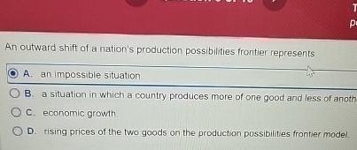 Solved An outward shift of a nation's production | Chegg.com