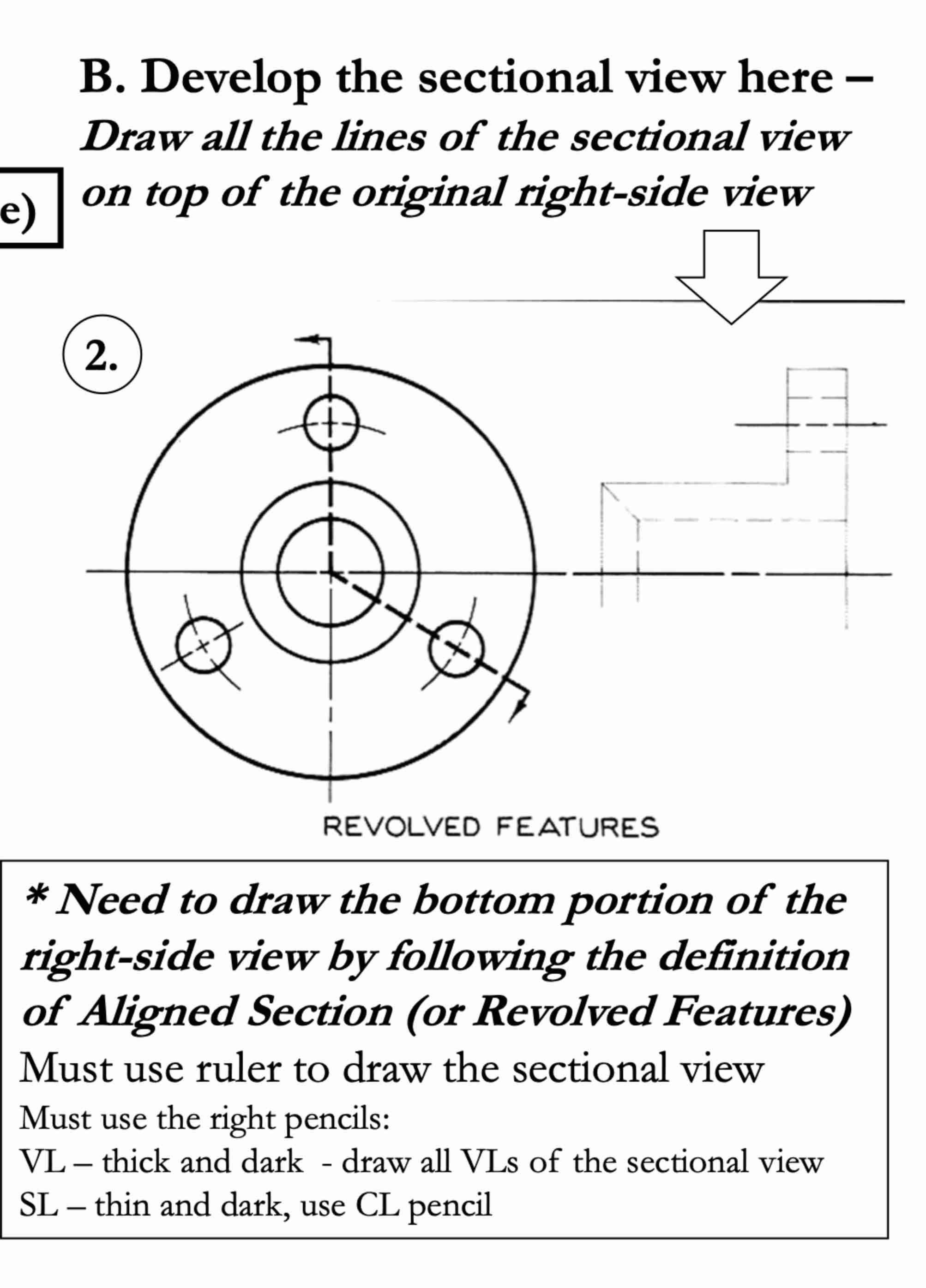 B. ﻿Develop the sectional view here Draw all the | Chegg.com