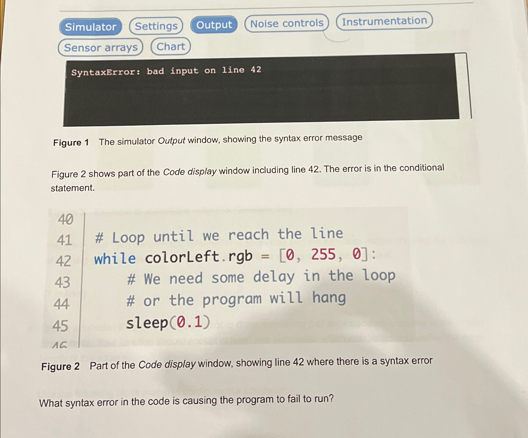 Solved InstrumentationSensor arraysChartSyntaxError: bad | Chegg.com