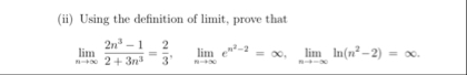 (ii) ﻿Using the definition of limit, ﻿prove | Chegg.com
