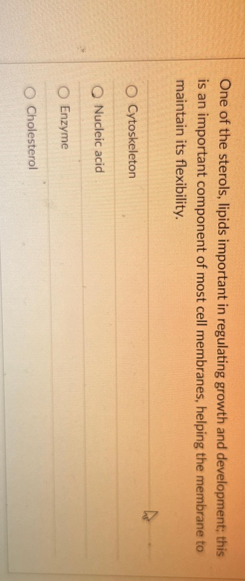 Solved One of the sterols, lipids important in regulating | Chegg.com