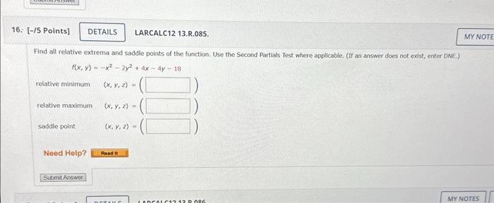 Solved Find all relative extrema and saddle points of the | Chegg.com