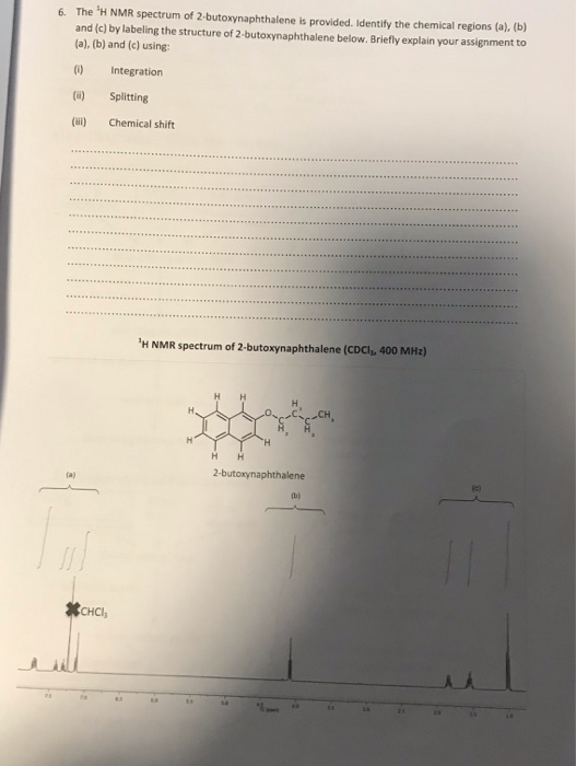 Solved 6. The 'H NMR spectrum of 2-butoxynaphthalene is | Chegg.com