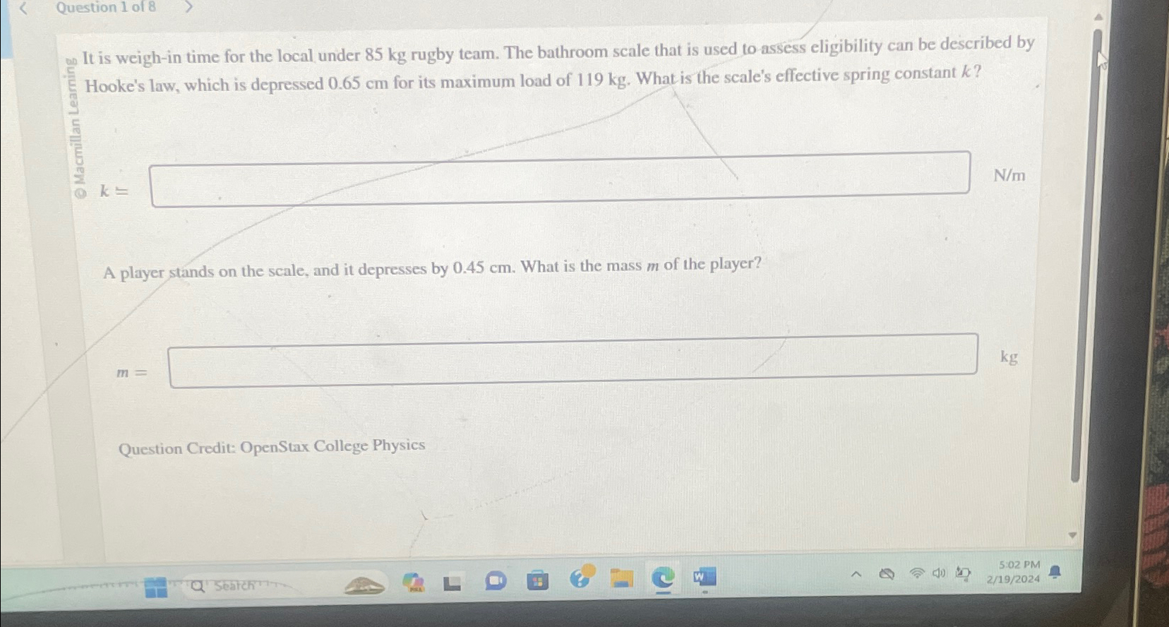 Solved Question 1 ﻿of 8It is weigh-in time for the local | Chegg.com