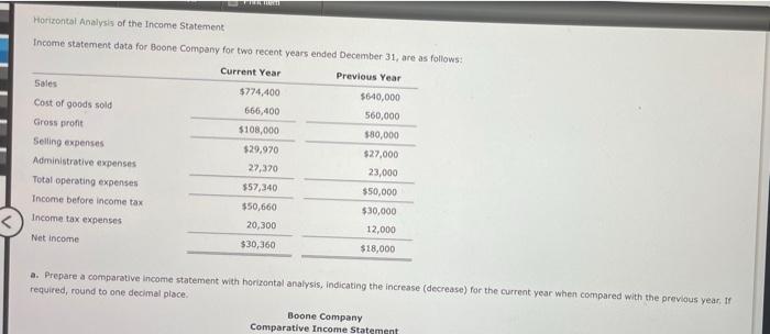Solved prepare a comparative income statement with | Chegg.com