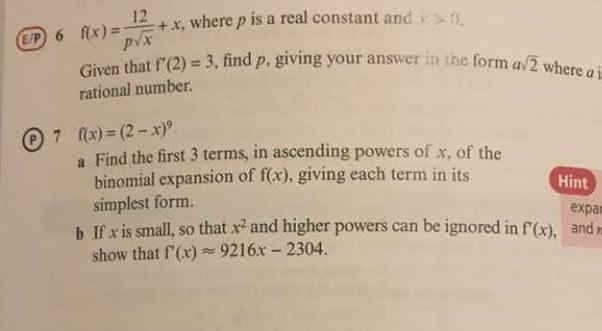 Solved Q6.f(x)=12px2+x, ﻿where p ﻿is a real constant and | Chegg.com
