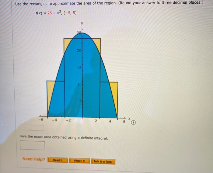 Solved Use the rectangles to approximate the area of the | Chegg.com