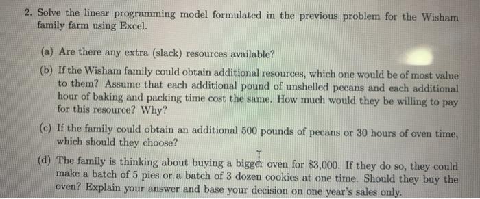 Solved 2. Solve the linear programming model formulated in | Chegg.com
