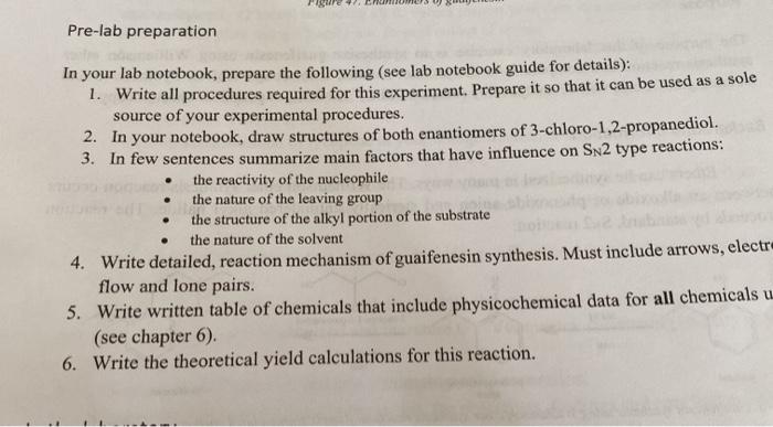 Solved Pre-lab preparation In your lab notebook, prepare the | Chegg.com