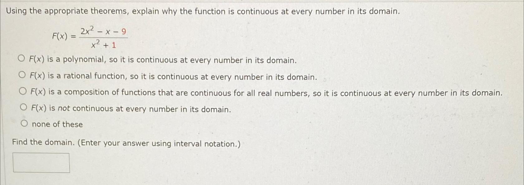 Solved Using the appropriate theorems, explain why the | Chegg.com