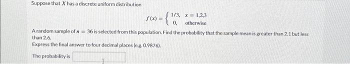 Solved Suppose that X has a discrete uniform distribution | Chegg.com