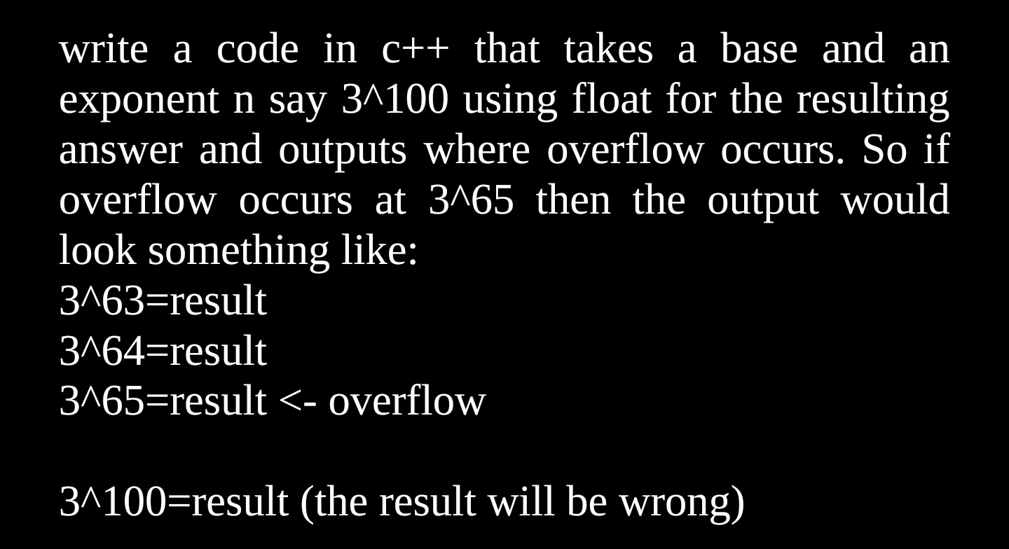 Solved write a code in c++ that takes a base and an exponent | Chegg.com