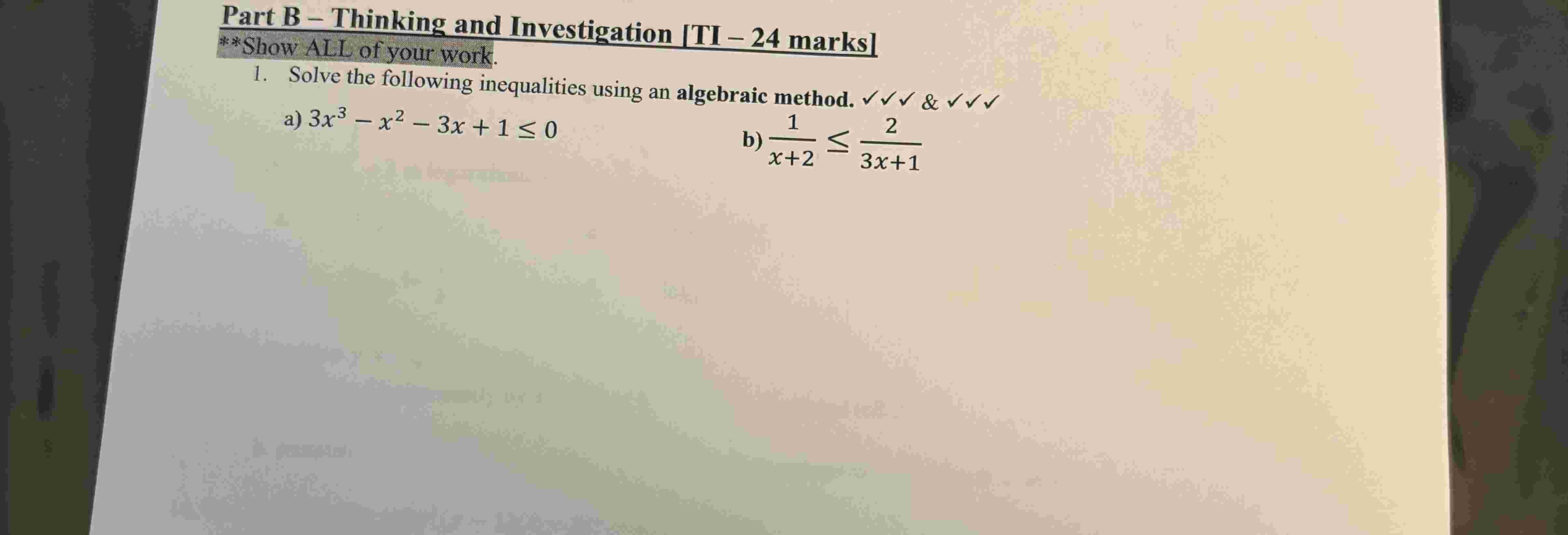Solved Part B - ﻿Thinking and Investigation [TI - 24 | Chegg.com