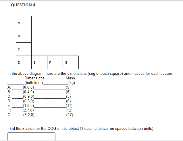 Solved Find the x value for the COG of this object QUESTION | Chegg.com
