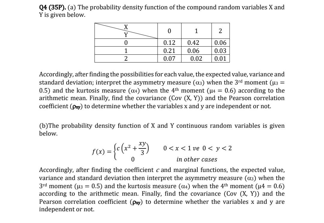 Solved Q4 (35P). (a) The probability density function of the | Chegg.com