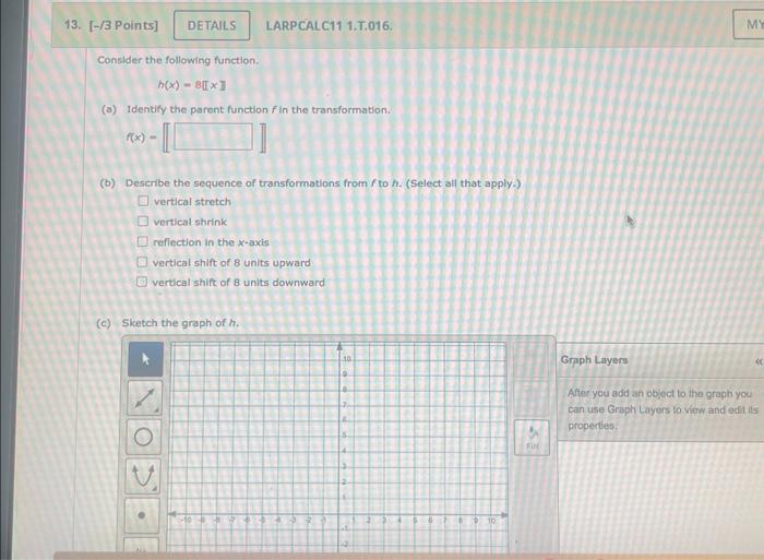 Solved Consider the following function. h(x) = 8[x] (a) | Chegg.com