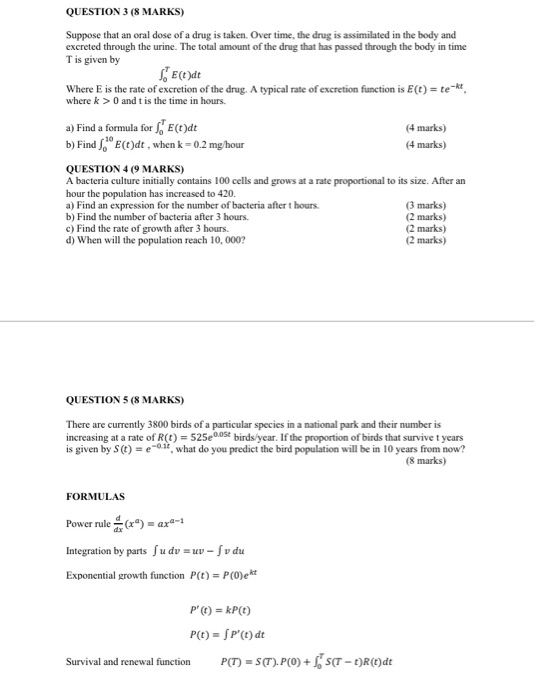 Solved QUESTION 3 (8 MARKS) Suppose that an oral dose of a | Chegg.com Solved QUESTION 3 (8 MARKS) Suppose that an oral dose of a | Chegg.com
