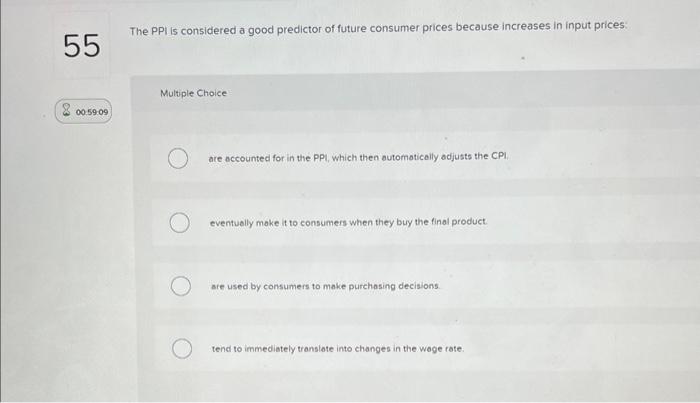 Solved The PPI is considered a good predictor of future | Chegg.com