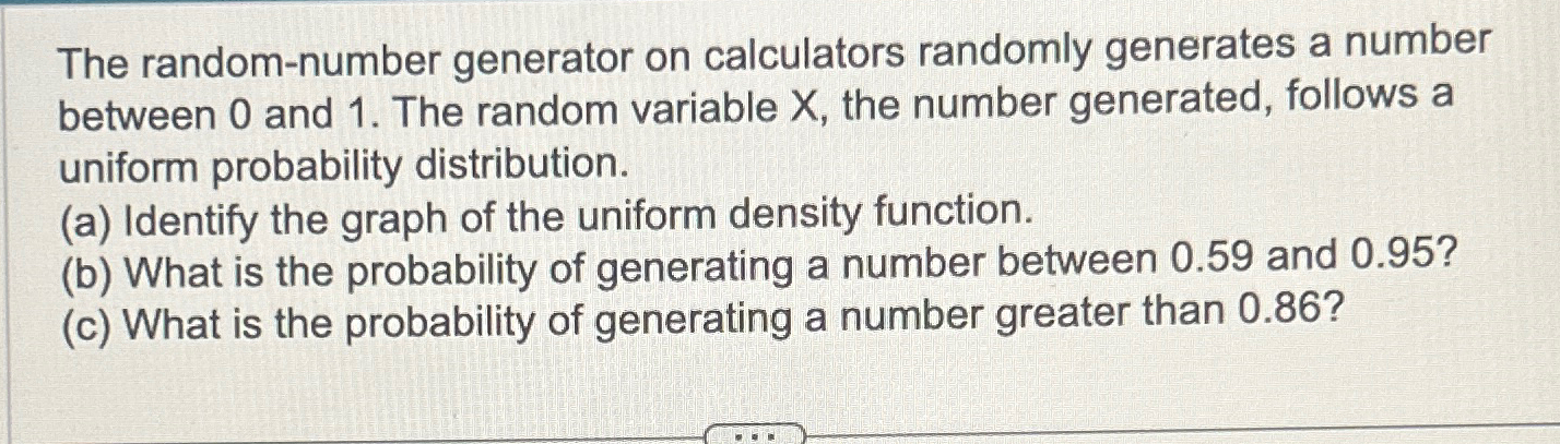 The random-number generator on calculators randomly | Chegg.com