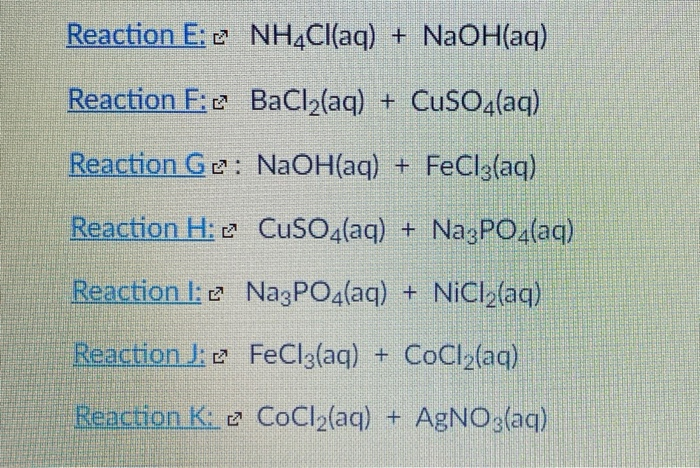 Solved Reaction E: 2 NH4Cl(aq) + NaOH(aq) Reaction F:+ | Chegg.com