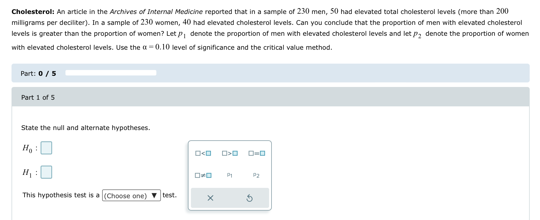 Solved Cholesterol: An article in the Archives of Internal | Chegg.com