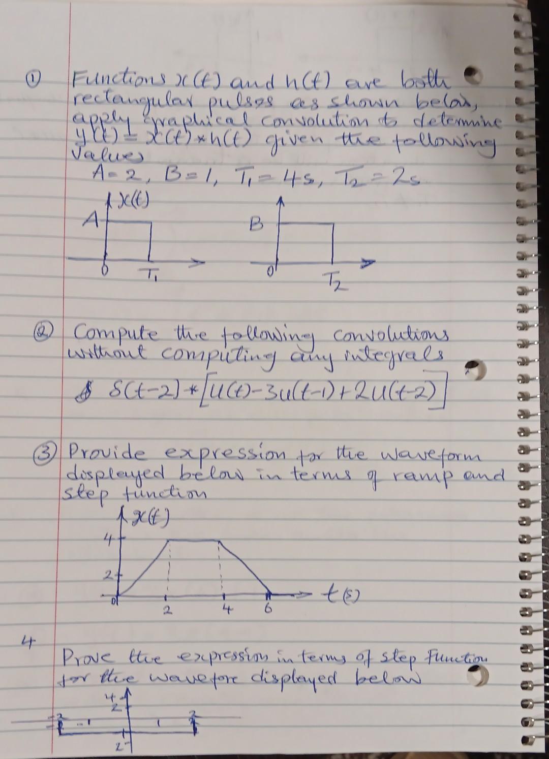 Solved (1) Functions x(t) and h(t) are both rectangular | Chegg.com